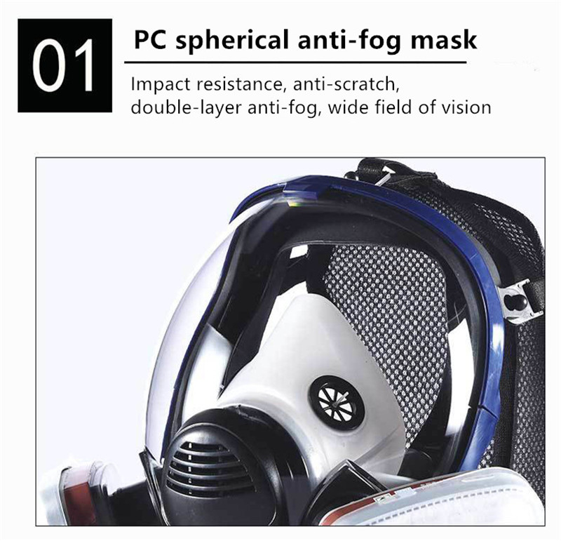 2020 7 In 1 Full Face Gas Mask Silicone Filter Chemical Mask Dust Acid ...