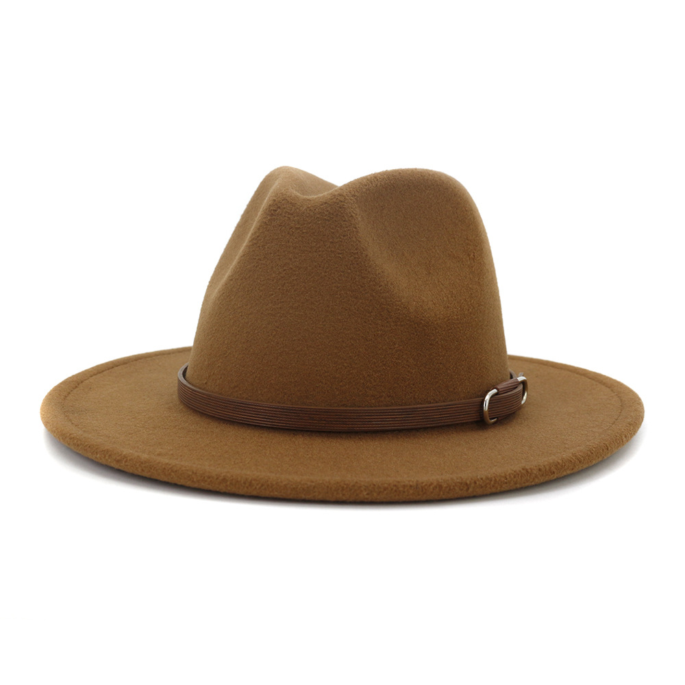 European US Women Men Artificial Wool Felt Fedora Hats With Coffee ...