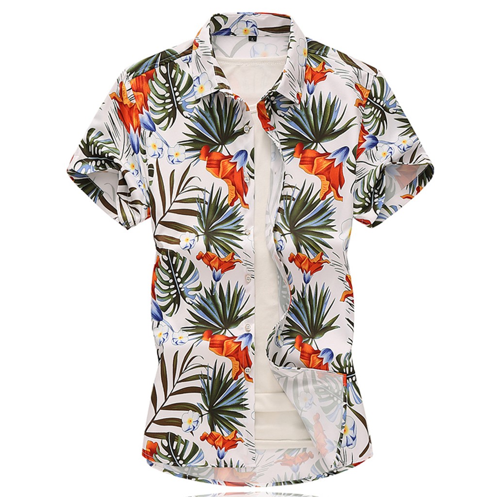 2021 Mens Beach Hawaiian Shirt Tropical Summer Short Sleeve Shirt Men