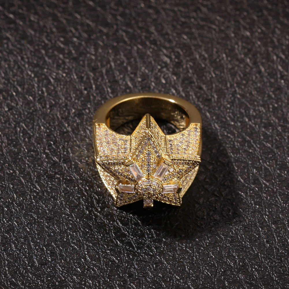 New Personalized Iced Out CZ Cubic Zirconia Gold Hip Hop Pentagram Star ...