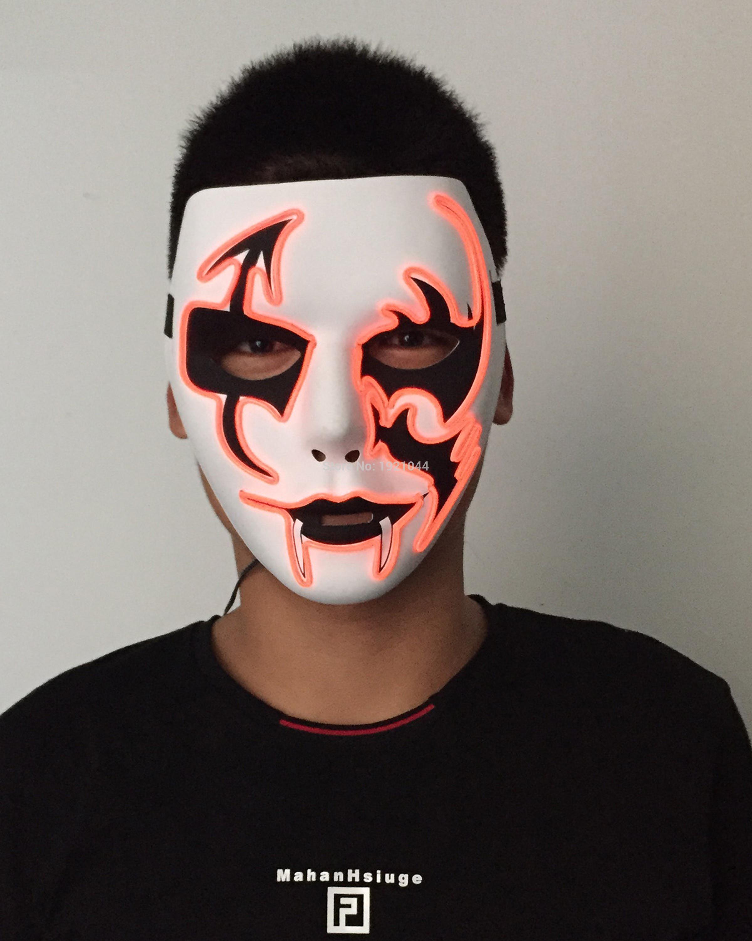 Eco Friendly El Wire Light Up Neon Glwoing Mask Rave Custom Night ...