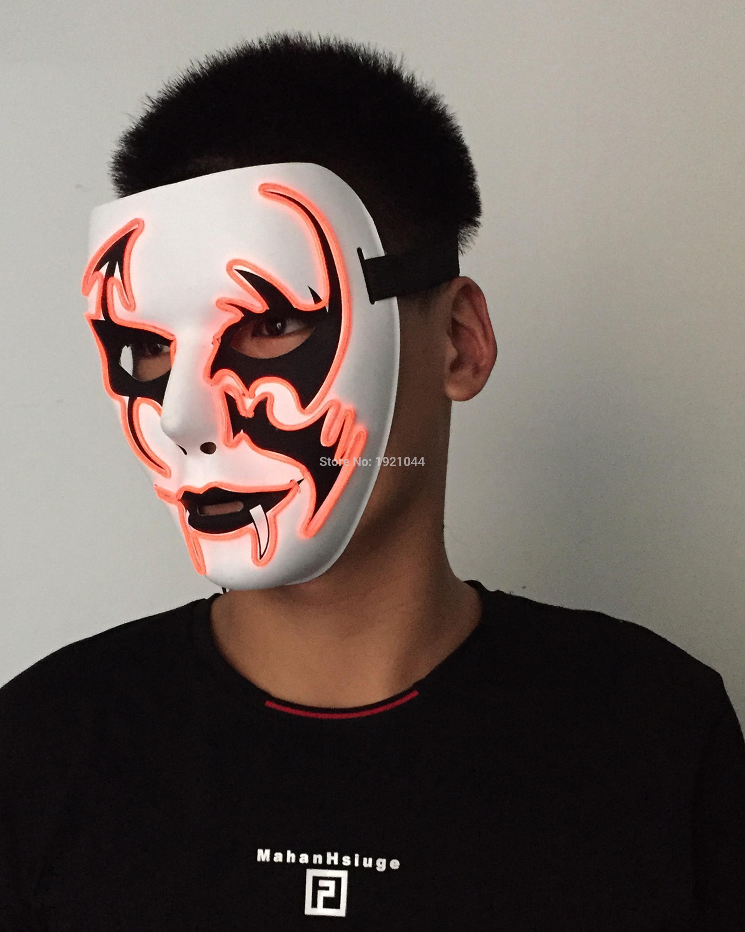 Eco Friendly El Wire Light Up Neon Glwoing Mask Rave Custom Night ...