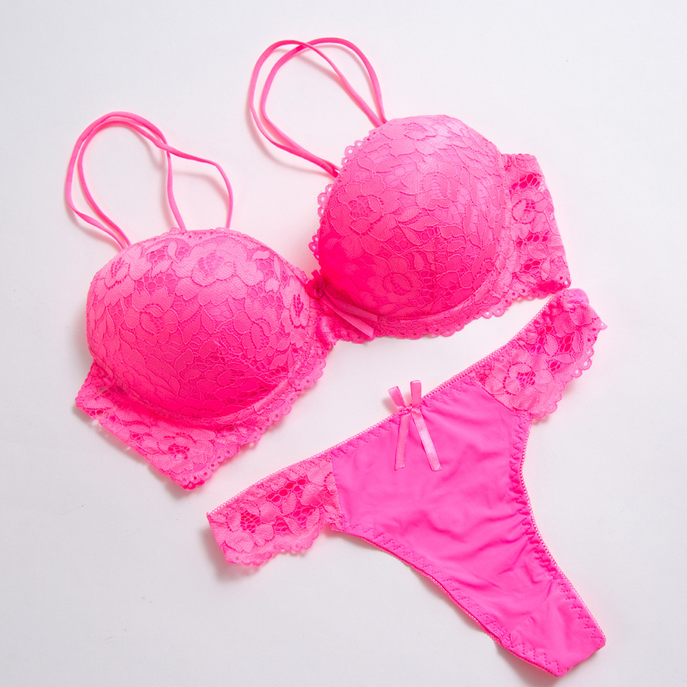 Neon Green Top Sexy Underwear Set Hot Bras Cotton Brassiere Women