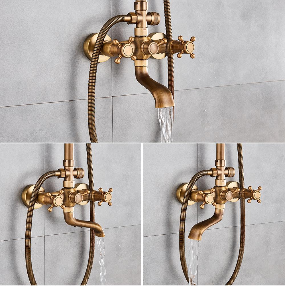 2021 Brass Antique Wall Mount Shower Set Faucet Single Handle With ...