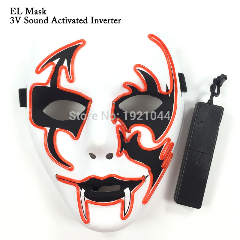 Eco Friendly El Wire Light Up Neon Glwoing Mask Rave Custom Night ...