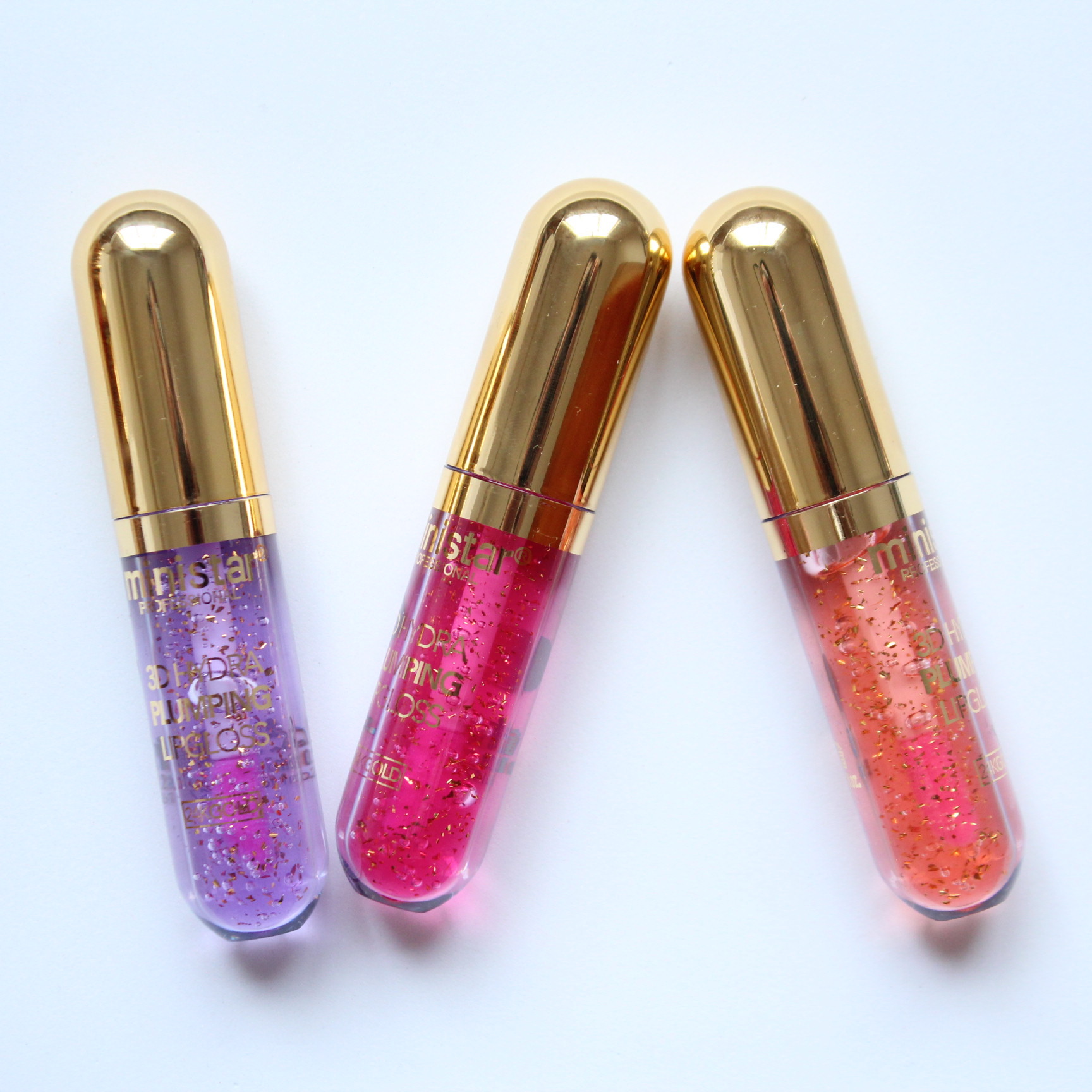 Ministar Glitter Lip Plumper Gloss 24k Golden Sequins 3d Hydra Plumping
