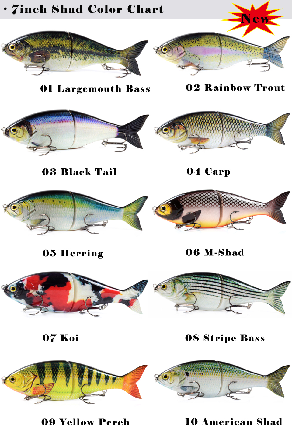 CCL Big Game 9 Inch Shad Jointed Lures Swimbait Fishing Wobblers ...