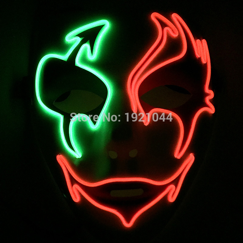 Eco Friendly El Wire Light Up Neon Glwoing Mask Rave Custom Night ...