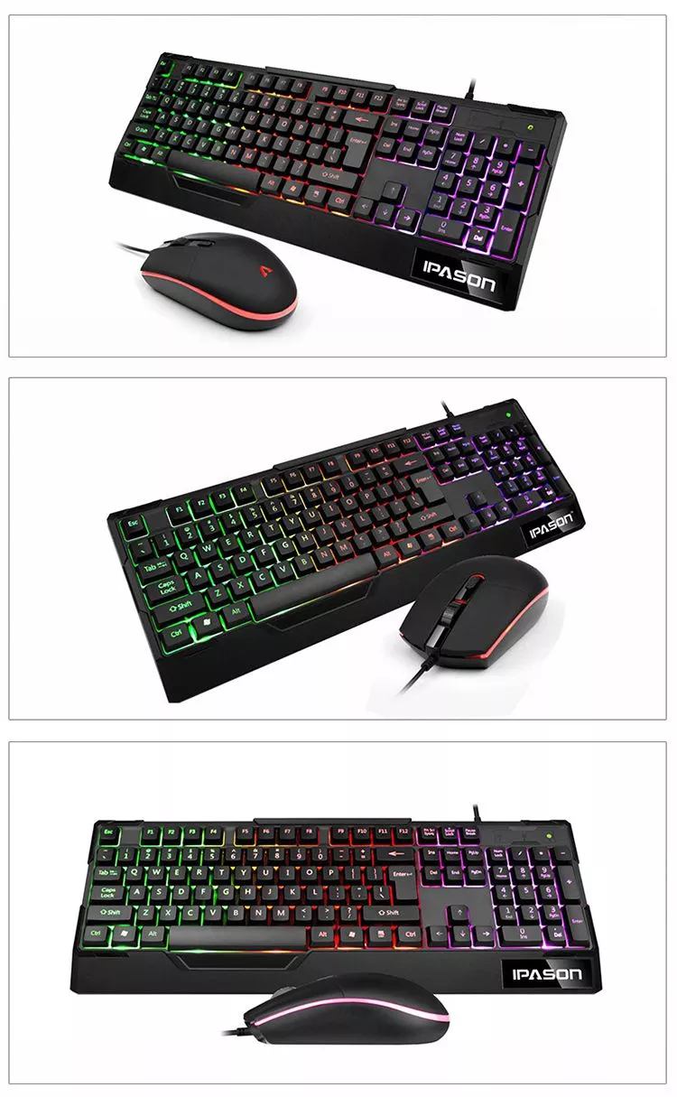IPASON German Retro Usb Rgb Gaming Wired Keyboard For Game LoL/Only ...