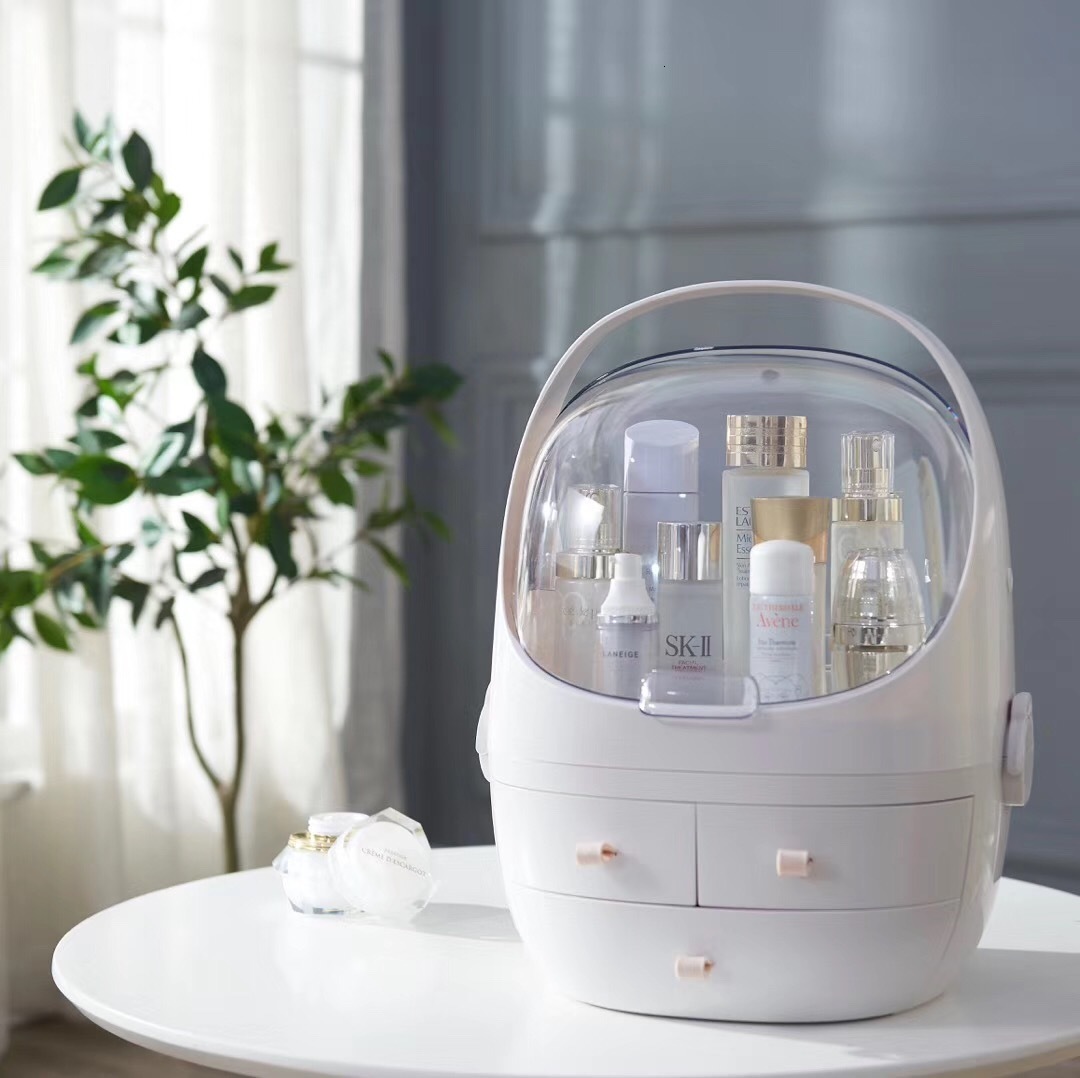 2020 Plastic Makeup Storage Box Portable Cosmetic Organizer Large Make ...