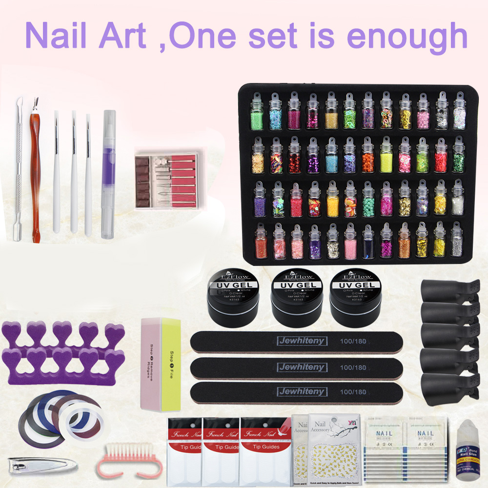 Professional Manicure Set Acrylic Nail Kit 120W 45LED Nail Lamp 20 ...