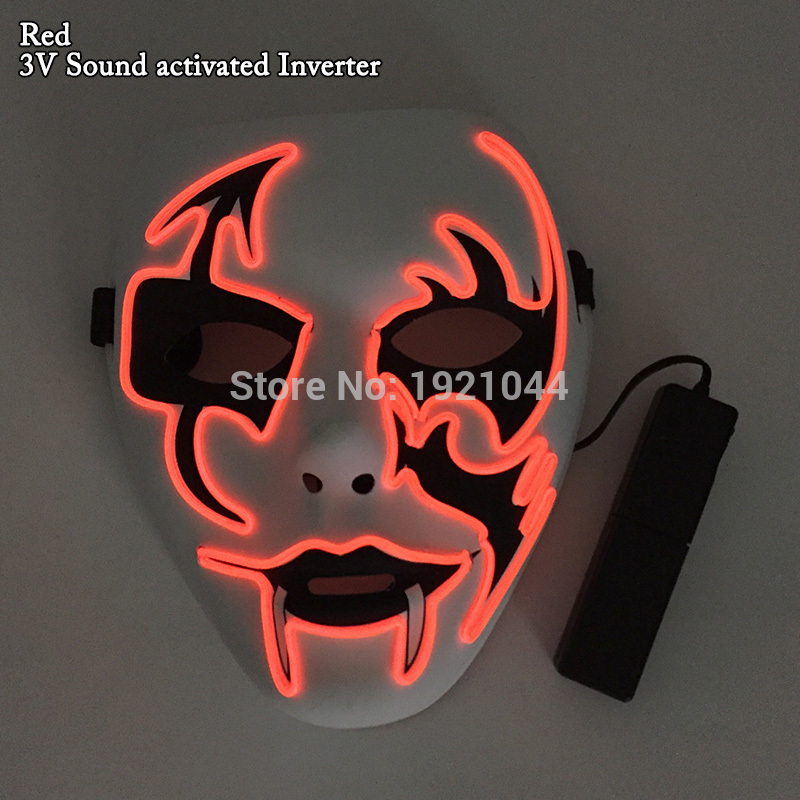 Eco Friendly El Wire Light Up Neon Glwoing Mask Rave Custom Night ...