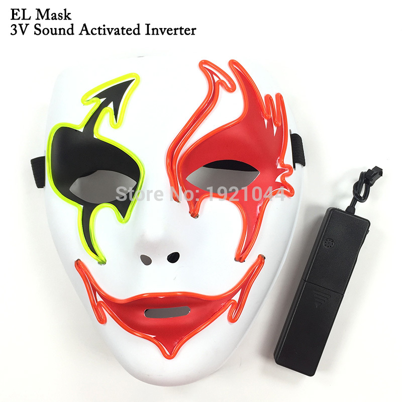 Eco Friendly El Wire Light Up Neon Glwoing Mask Rave Custom Night ...