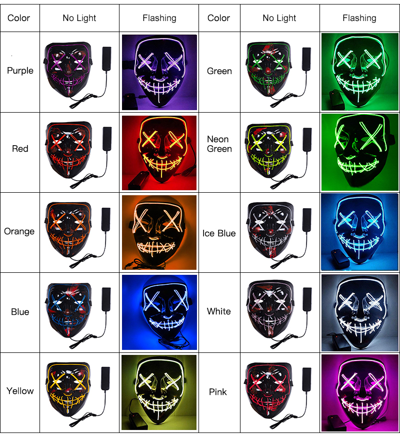 Cheap Halloween Mask LED Light Up Party Masks The Purge Cosplay ...