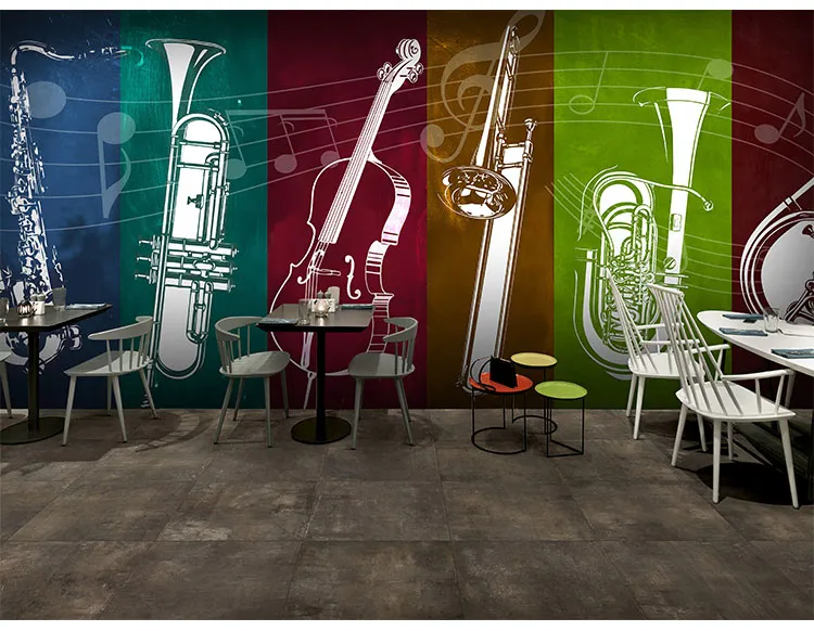 Gran 8D Papel Mural Instrumentos Musicales Mural De Papel Tapiz De Seda ...