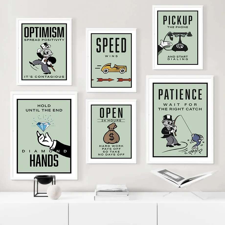 Pintura De Metal Monopoly Time Is Money Poster Cartoon Graffiti ...
