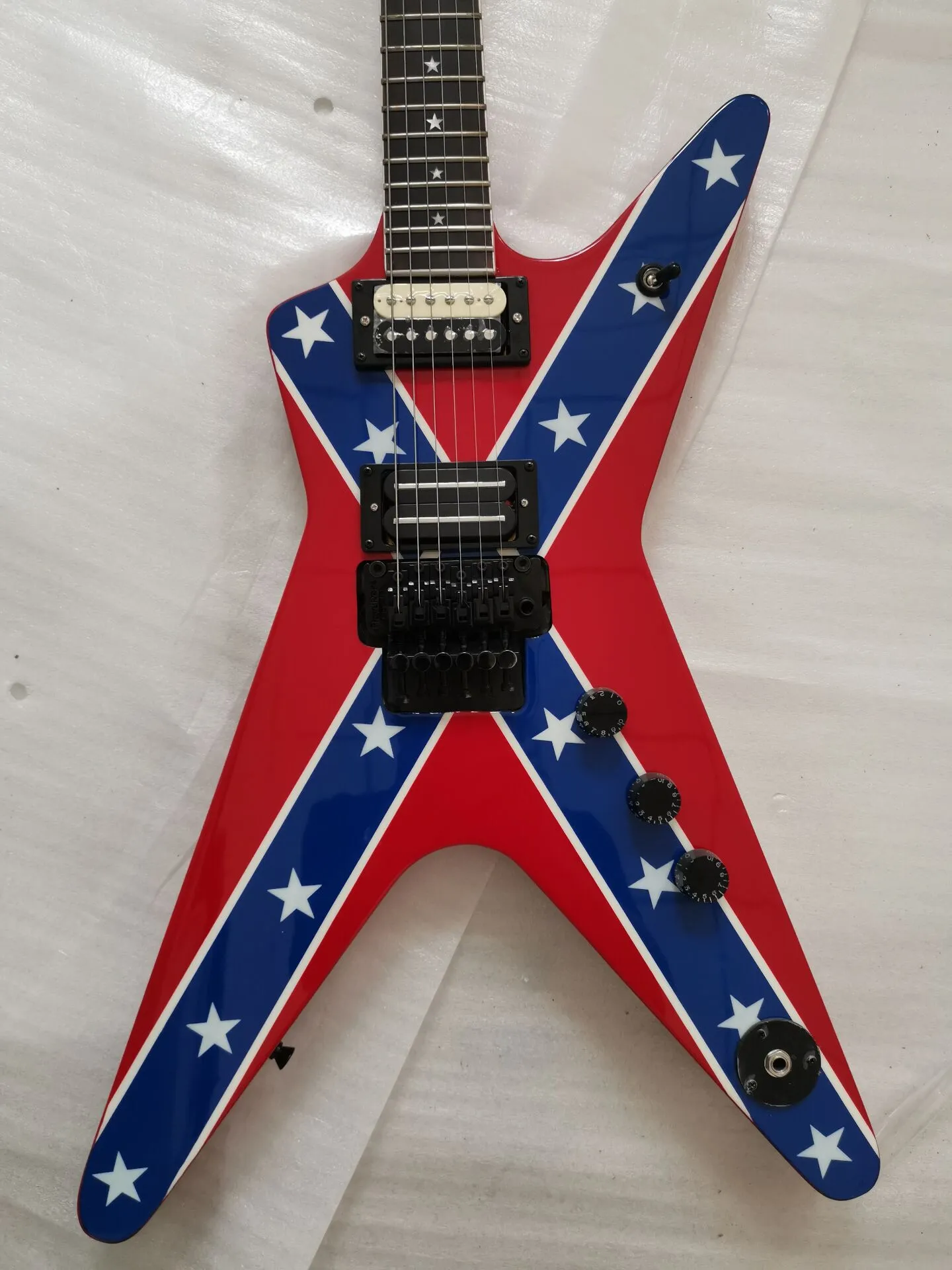 Rare Guitar Shaped Wash Dime 333 Dimebag Darrell Signature Rebel Drapeau Confédéré Rouge Guitare ...