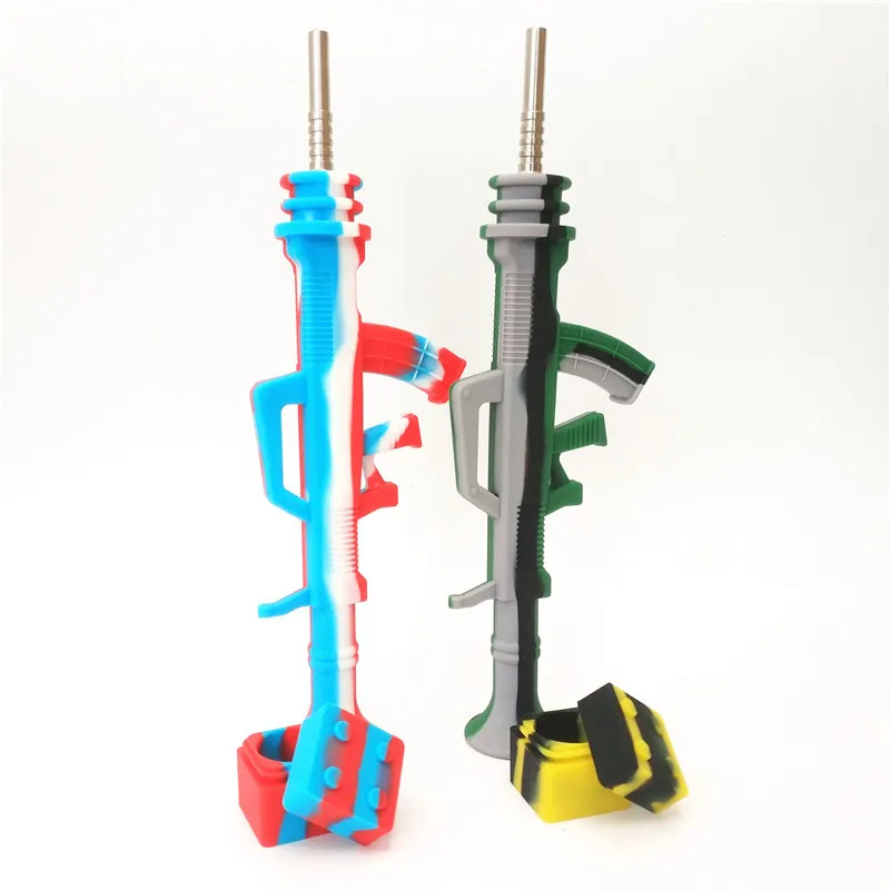 Pipes Bong Fumer AK47 Forme Silicone Nectar Dab Collector + 9 Ml Cube ...