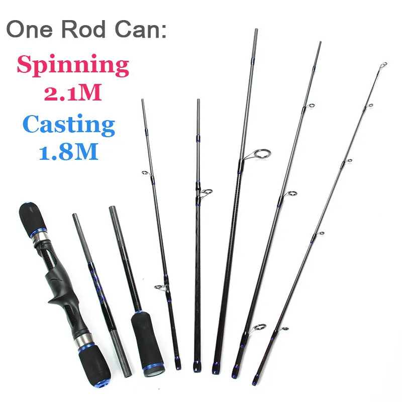 Portable Carbon Fiber Fishing Rod - 8 Section Travel Rod, Casting ...