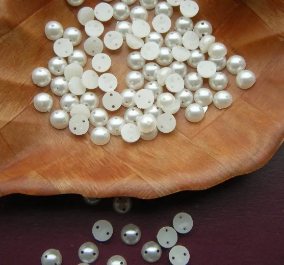 Free Shippment,Fancy 8mm Half Round Fake Pearl Beads With 2 Holes,In ...