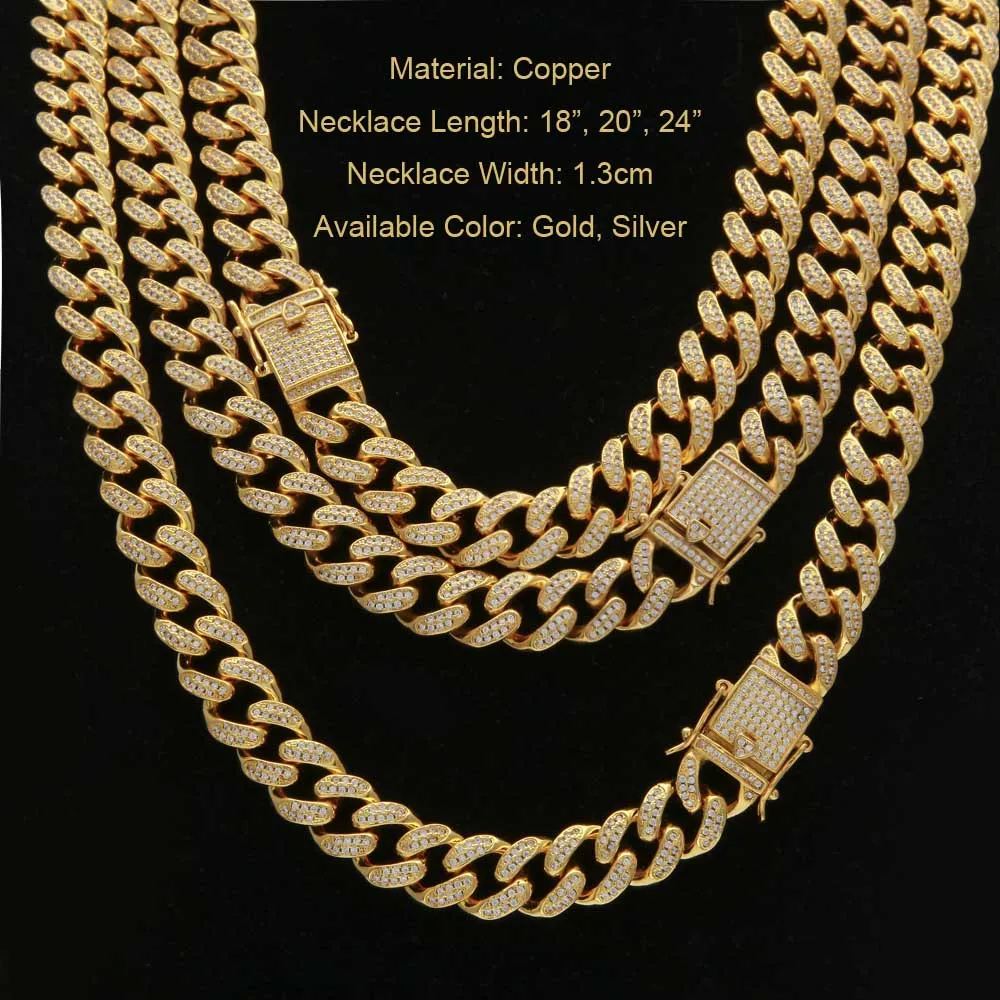 MIAMI CUBAN LINK Chian Cuban Chain Necklace Real Copper Casting Latch ...