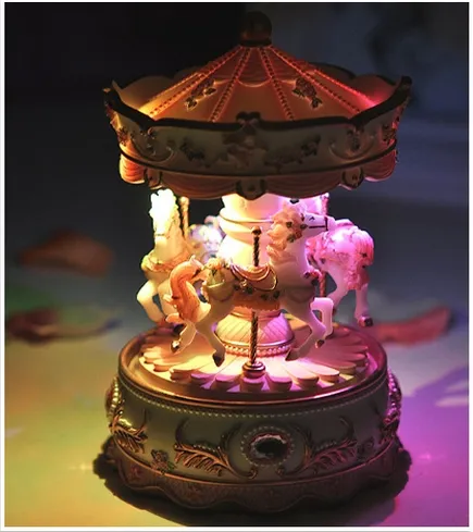 Pink Led Lights Merry Go Round Music Box With Light Perfect Christmas ...