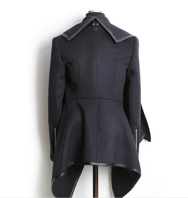 Womens Asymmetrical Wool Blend Short Jacket Coat With Lapel Womens Asymmetrical Wool Blend Short Jacket Coat With Lapel