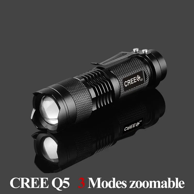 Portable Lighting Cree Q5 Led Flashlight 7W High Power Mini Zoomable 3 ...