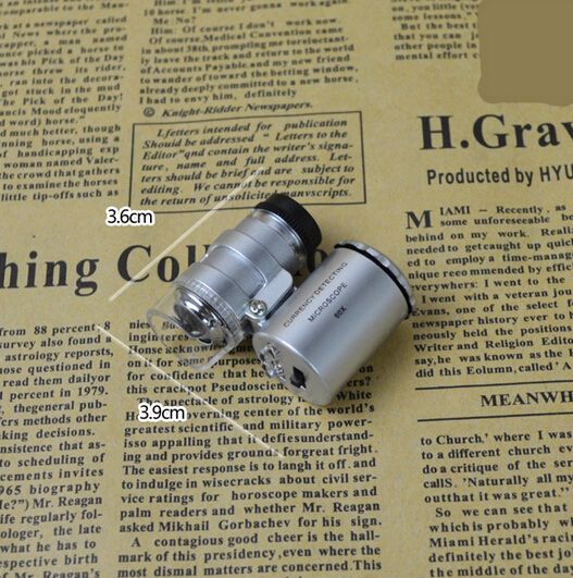 Pocket LED 60X Microscopio Lupa / 60 X Mini Lupas Lupas Microscopios W ...