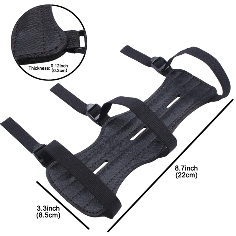 Archery Arm Guard, Cowhide Leather Three Adjustable Straps Archer ...
