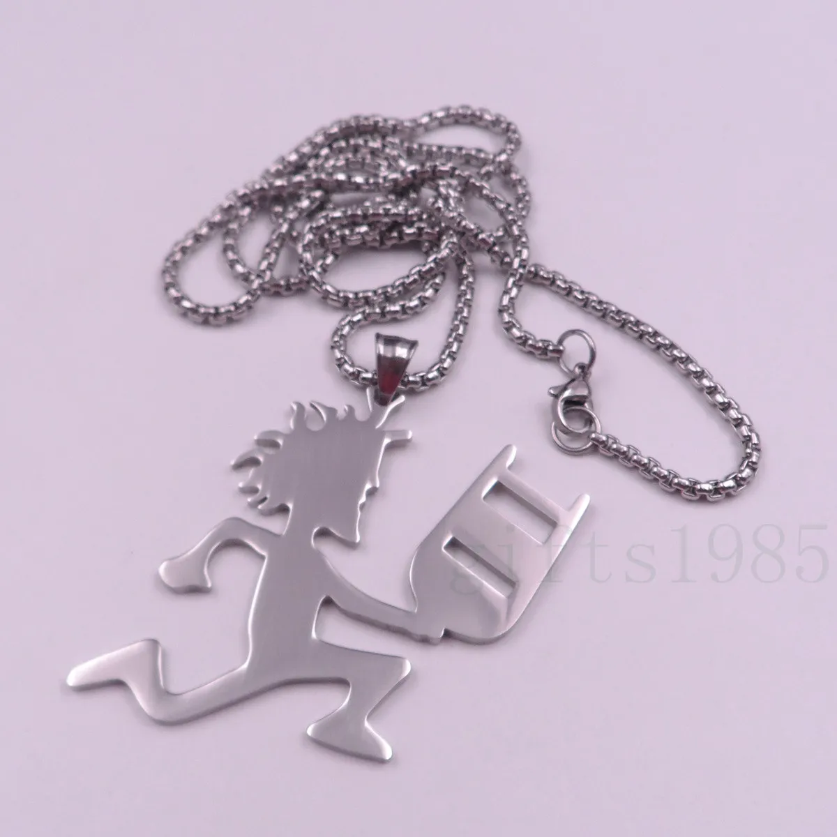 Stylish Silver ICP Jewelry: Men's Juggalette Pendant with 5mm 24 inch ...