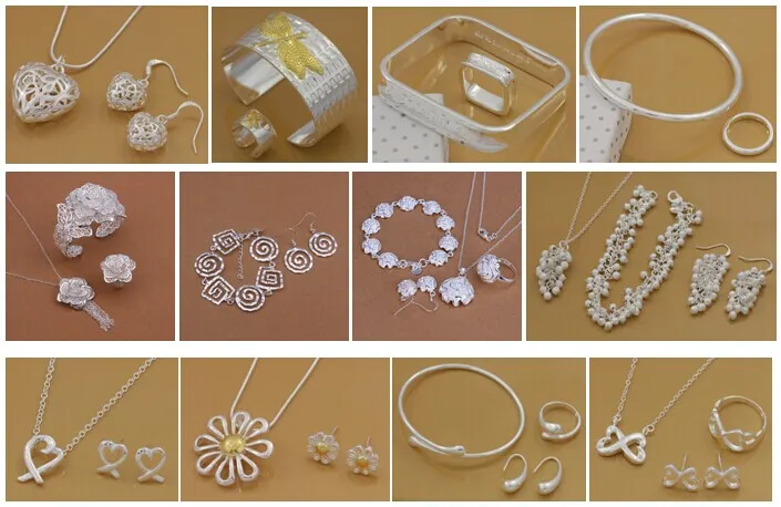 Women's Delicate Gift Jewelry 925 Silver Plated Mix Jewelry Set ...