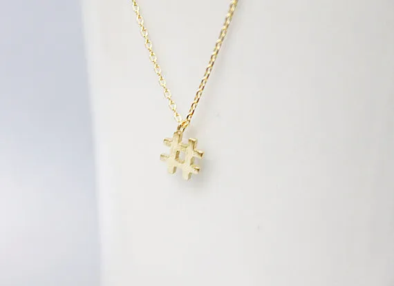 Hashtag Necklaces Simple Initial, Symbol & Music Note Charms For Women ...