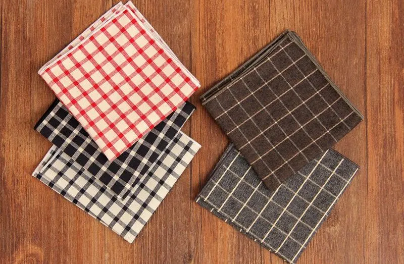 Men's Cotton Plaid Pocket Square Hankerchief In For Necktie, Cocktail ...