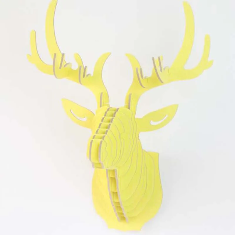 Fai Da Te 3D In Legno Colorato Animale Cervo Testa Assemblea Puzzle ...