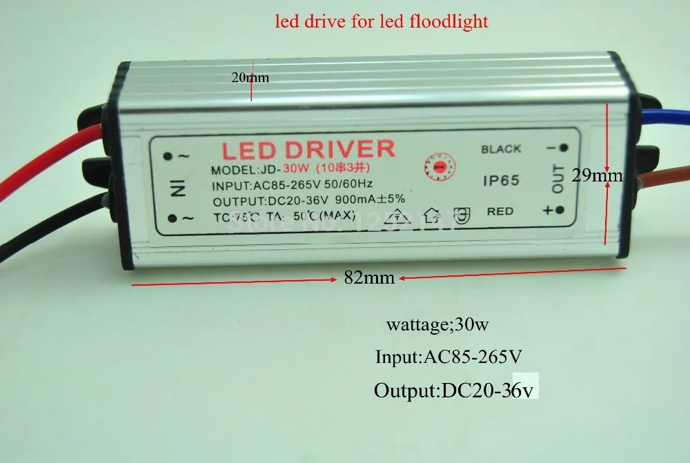 DHgate.com:IP65 Waterproof LED Driver 30W 900mA DC20-36V for ...