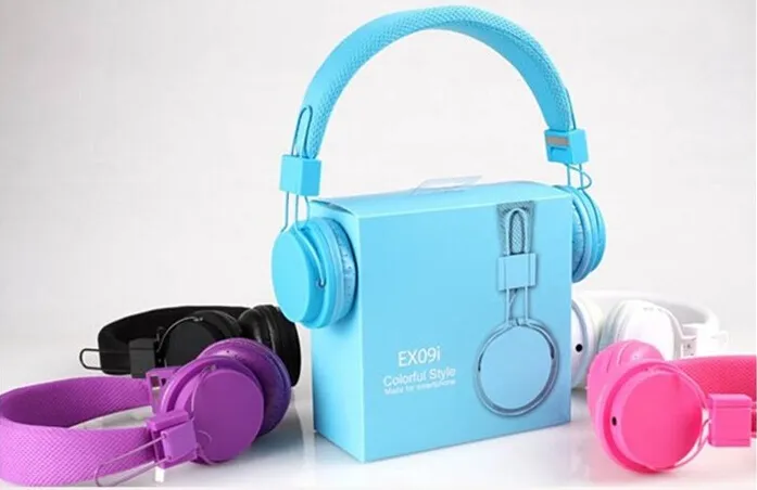 NEW EX09i Colorful Folding 3.5mm Plug Wired Headphone Isolating Genuine ...