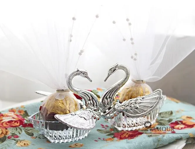 2015 New Wedding Favors Acrylic Silver Swan Sweet Wedding Gift Jewely ...