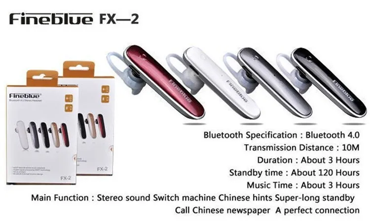 Earhook Bluetooth Headset, Fineblue FX 2 Wireless Stereo Headphones W ...