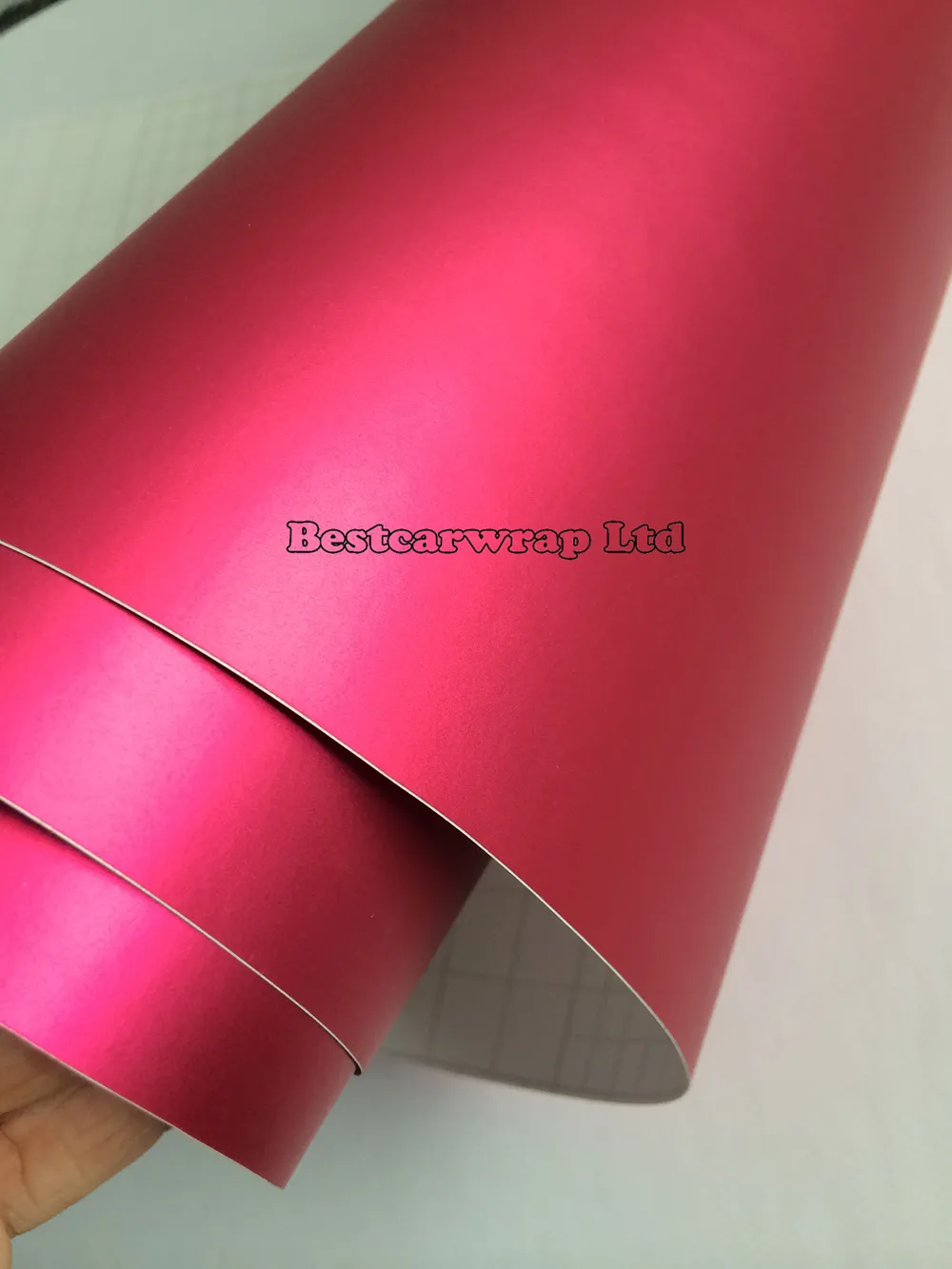 Satin Chrome Hot Pink Car Wrap Film With Air Release Matte Chrome Rose ...
