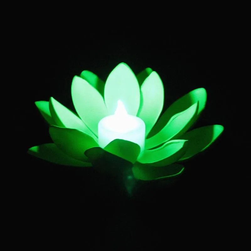 Artificial LED Floating Lotus Flower Lotus Candle Lamp With Colorful ...
