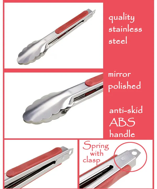 Stainless Steel Food Serving Tongs Kitchen Salad Ice Tong 91213inch ...