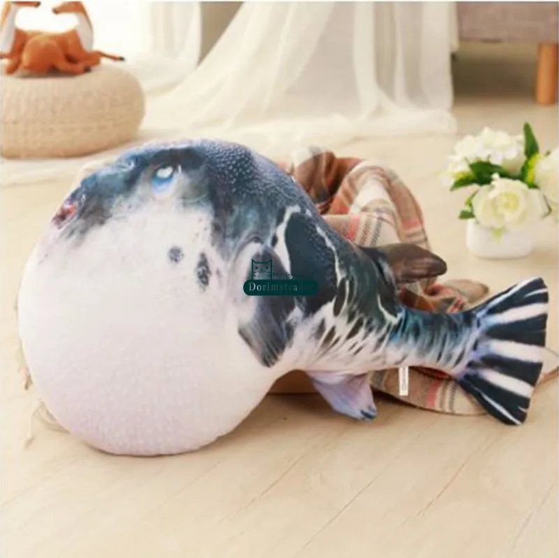 Dorimytrader Pop Lovely Realistic Animal Puffer Fish Plush Pillow Toy ...