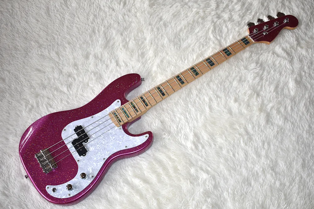 Purple Electric Bass Guitar - Abalone Inlay, Chrome Hardware, Pearl ...