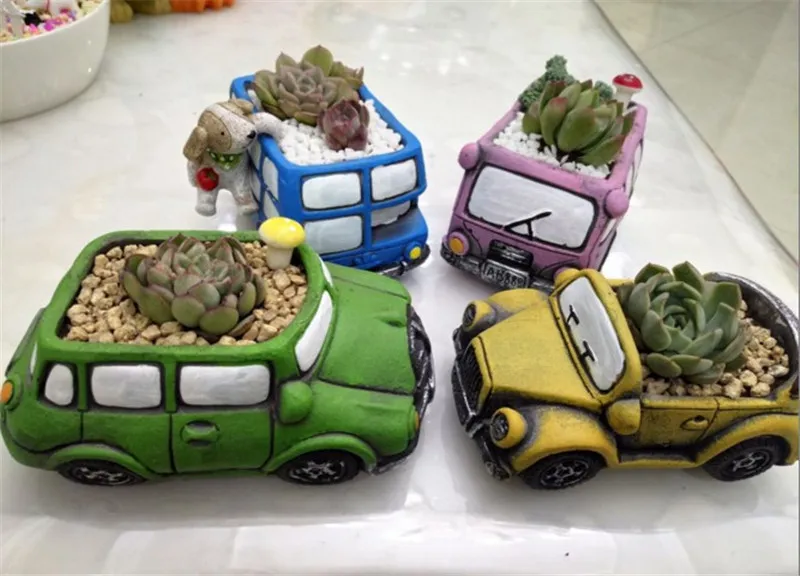 Retro Creative Car Flower Pot Mini Garden Planters Garden Plant ...