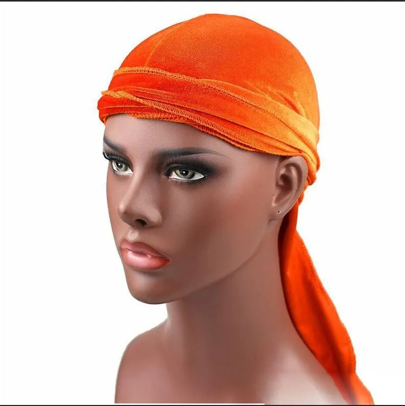 12 Cores Novos Unisex Homens Durags Velvet Durags Bandana Turban Hat