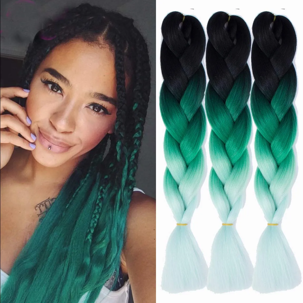 Ombre Braiding Hair 100g Jumbo Kanekalon Braid Extensions High ...