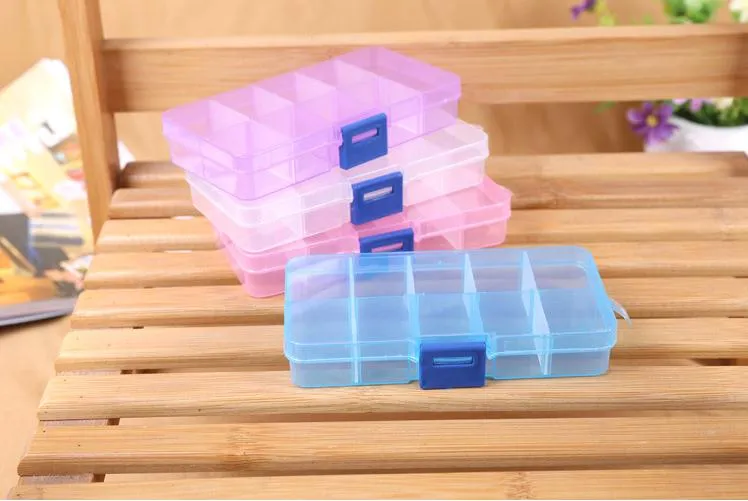 Colorful 10-Compartment Plastic Jewelry Storage Boxes - Ideal for Beads ...