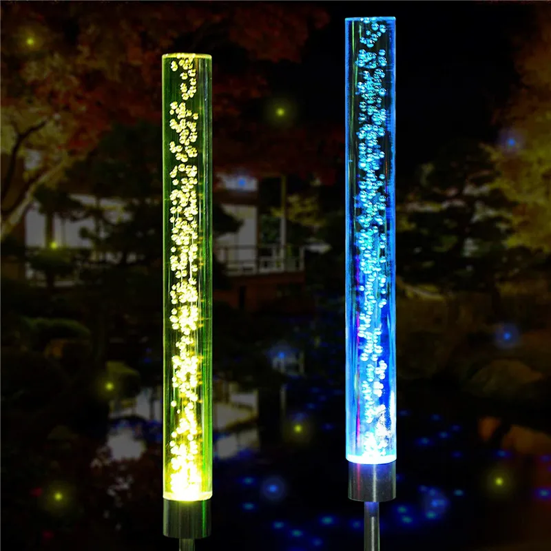 Solar Outdoor Pathway Lighting Acrylic Bubble RGB Color Changing Lights ...