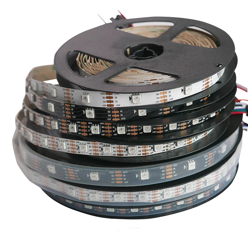 5V LED Strip Zwarte PCB SMD 5050, Adresable RGB LED Strip Met 30/60/144 ...